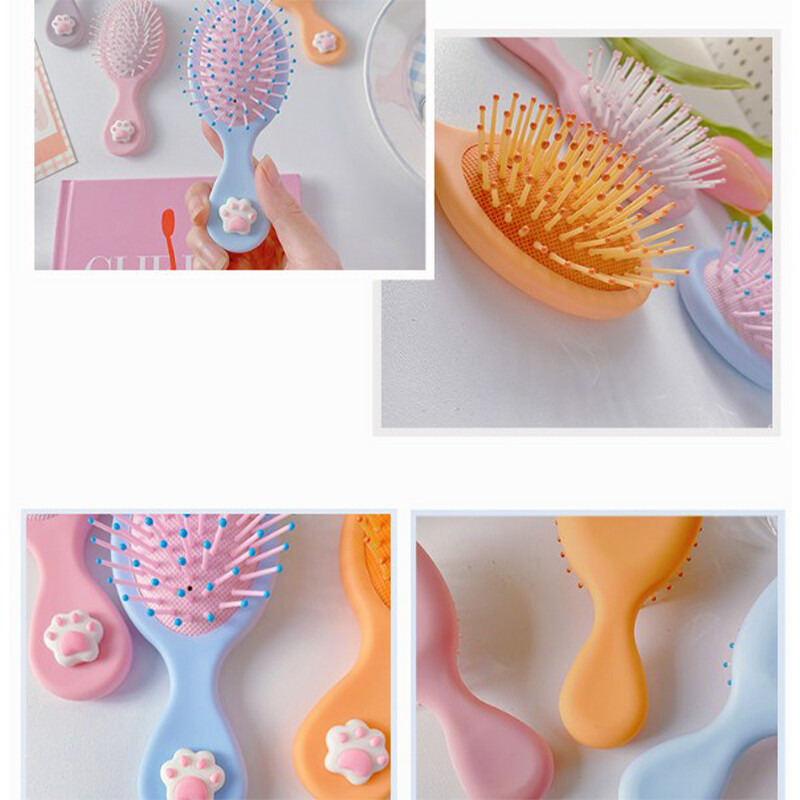 Cute Candy Cat Claw Mini Portable Hair Curling Comb Air Cushion Massage ...