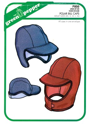 The Green Pepper POLAR BILL CAPS F850 UNCUT Sewing Pattern Adult XS-XL ...