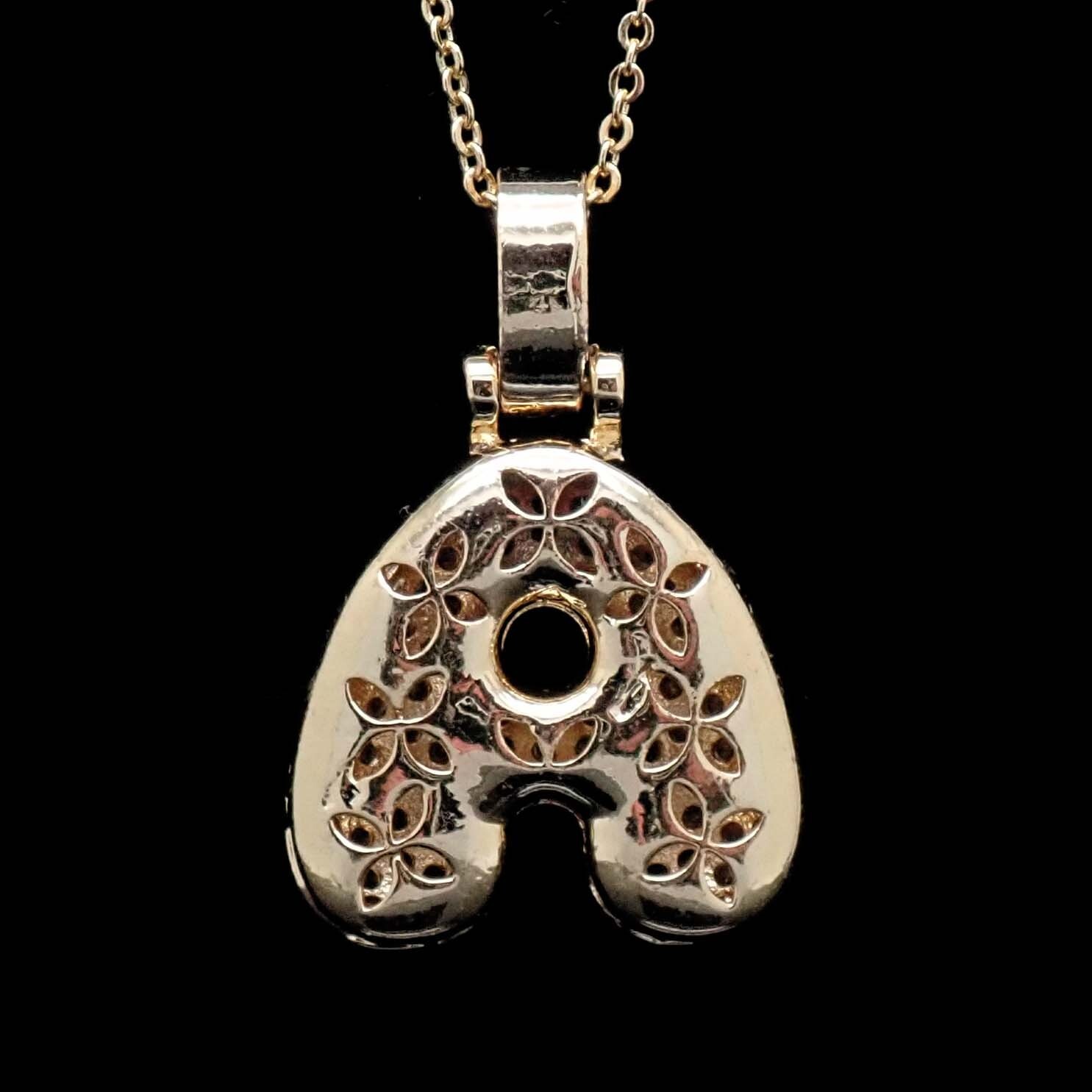 Bubble Letter Necklace, Balloon Initial Pendent, Crystal CZ Alphabet ...