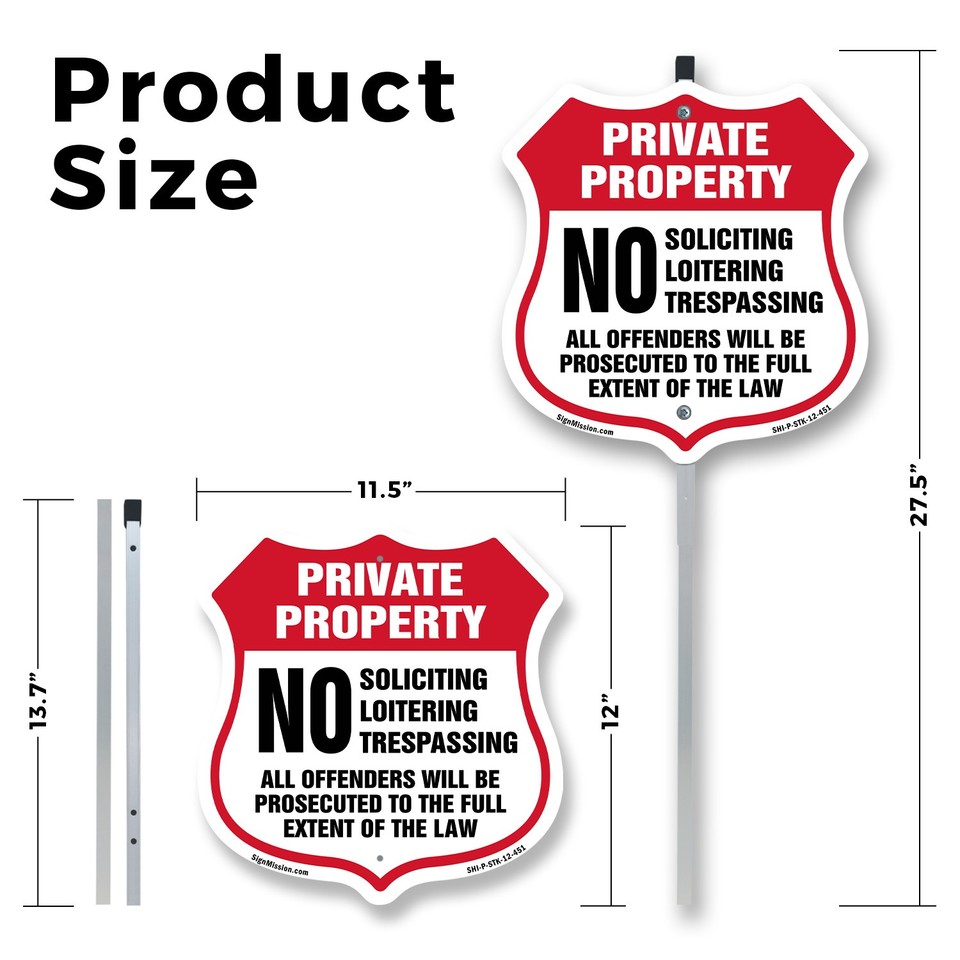 Private Property Shield Sign No Soliciting Loitering Tre Shield Sign ...