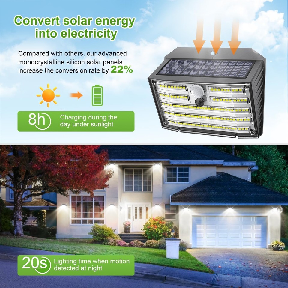 Solar Motion Lights Outdoor, Ultra Bright Solar Fence Lights with ...