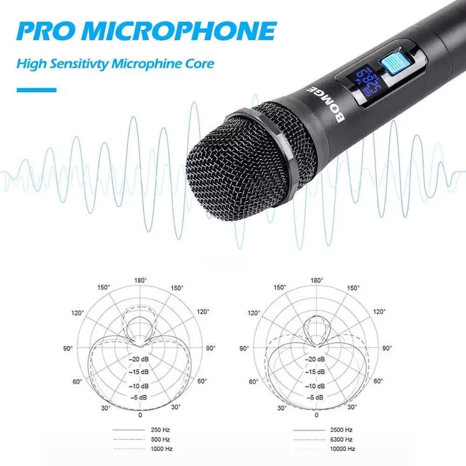 Wireless Microphone System 4-Channel UHF Cordless Mic Set With 4 ...
