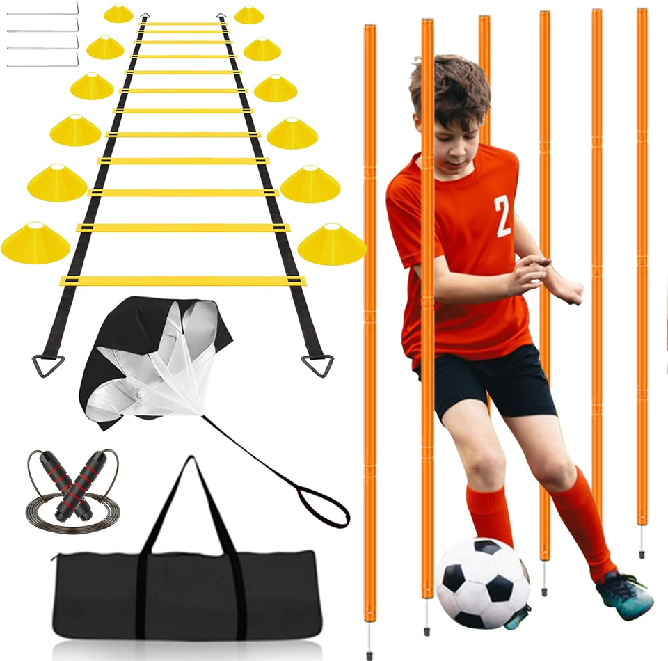 Speed & Agility Training Set 20Ft Ladder Cones Poles Parachute Jump ...