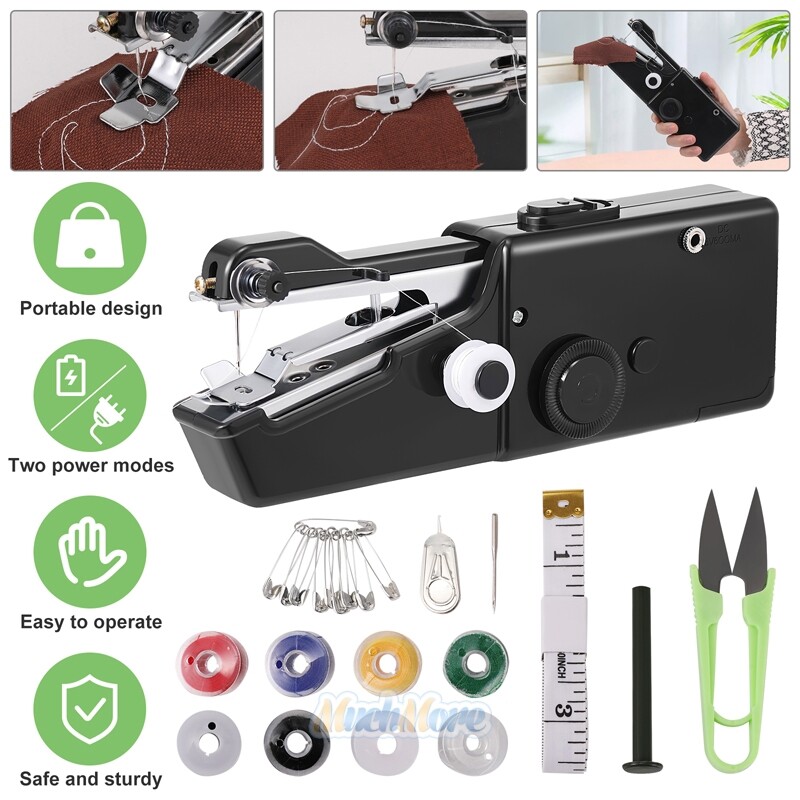 Smart Mini Electric Tailor Stitch Hand-held Sewing Machine w/ 126Pcs ...