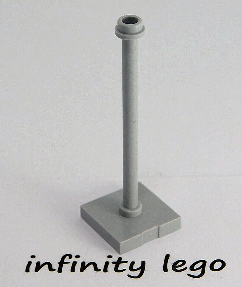 4 LEGO Light Grey Support 2 x 2 x 5 Bar on Tile Base with Stud & Stop ...