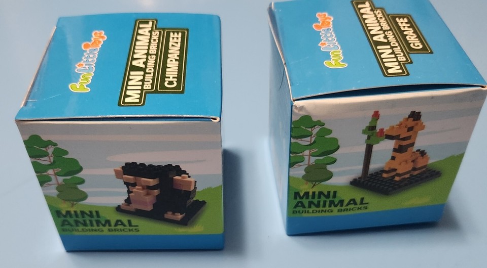 2 Fun Little Toys Animals Micro Building Blocks Giraffe Chimpanzee Or ...