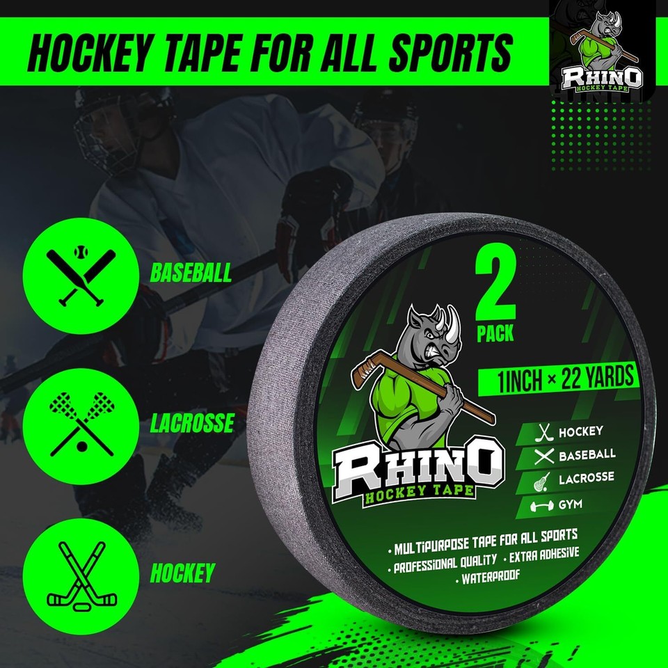 Ice And Road Hockey Tape Goon Grip Hockey Tape 6-Pack Black - 25 Meter ...