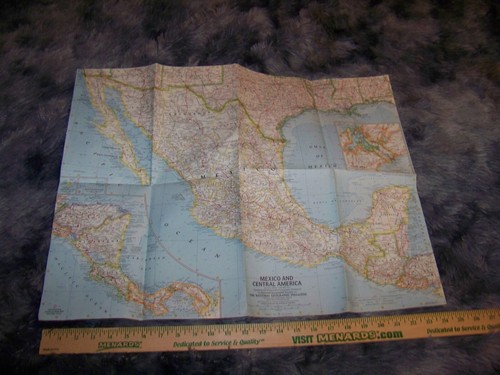 Mexico & Central America Vintage Map 1961 National Geographic Map | eBay