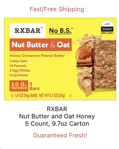 RXBAR Nut Butter and Oat Honey, 5 Count, 9.7oz Carton | eBay