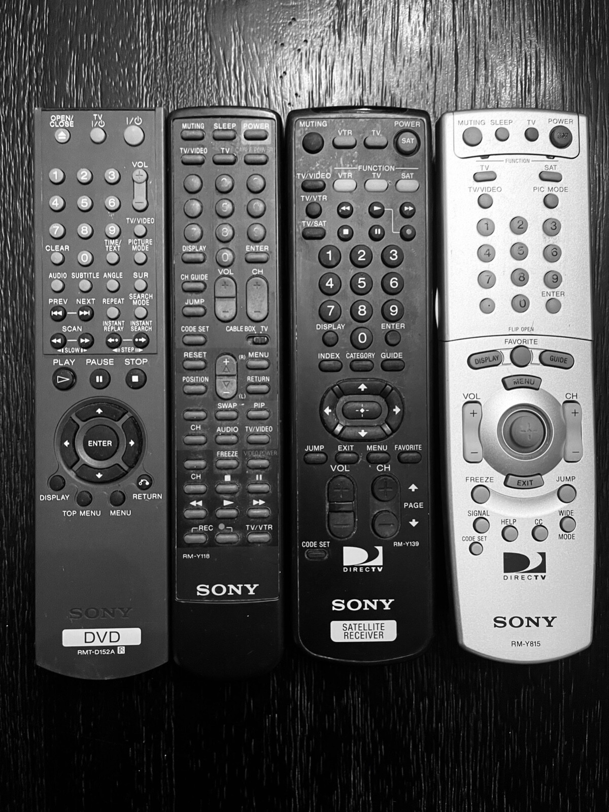 Lot of SONY TV Remotes (4) RMT-D152A, RM-Y118, RM-Y139, and RM-Y815 ...