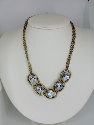 NWT 16" Chunky Bling American Rag Antiqued Gold-T Crystal Chain Choker ...