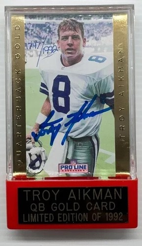1996 Proline Football Troy Aikman Quarterback Gold Autograph Auto ...