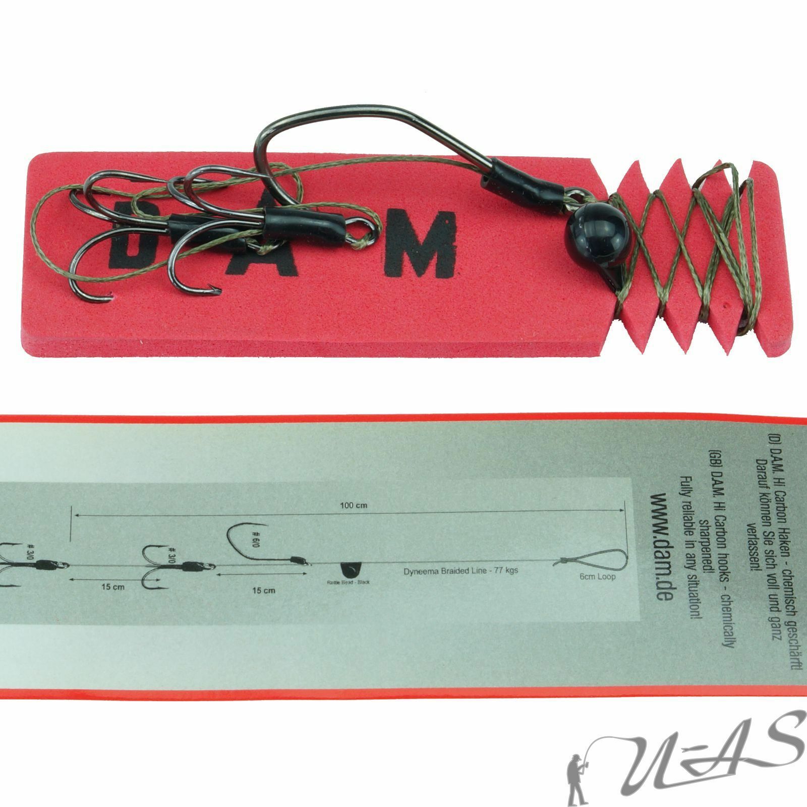 DAM CATFISH Rig Waller Vorfach Weld Montage mit Rassel Nach Wahl 6/0 ...