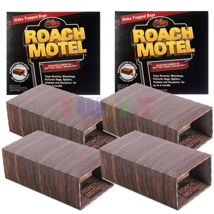 4 Black Flag Roach Motels Cockroach Bug Killer bait Glue Trap Spider ...