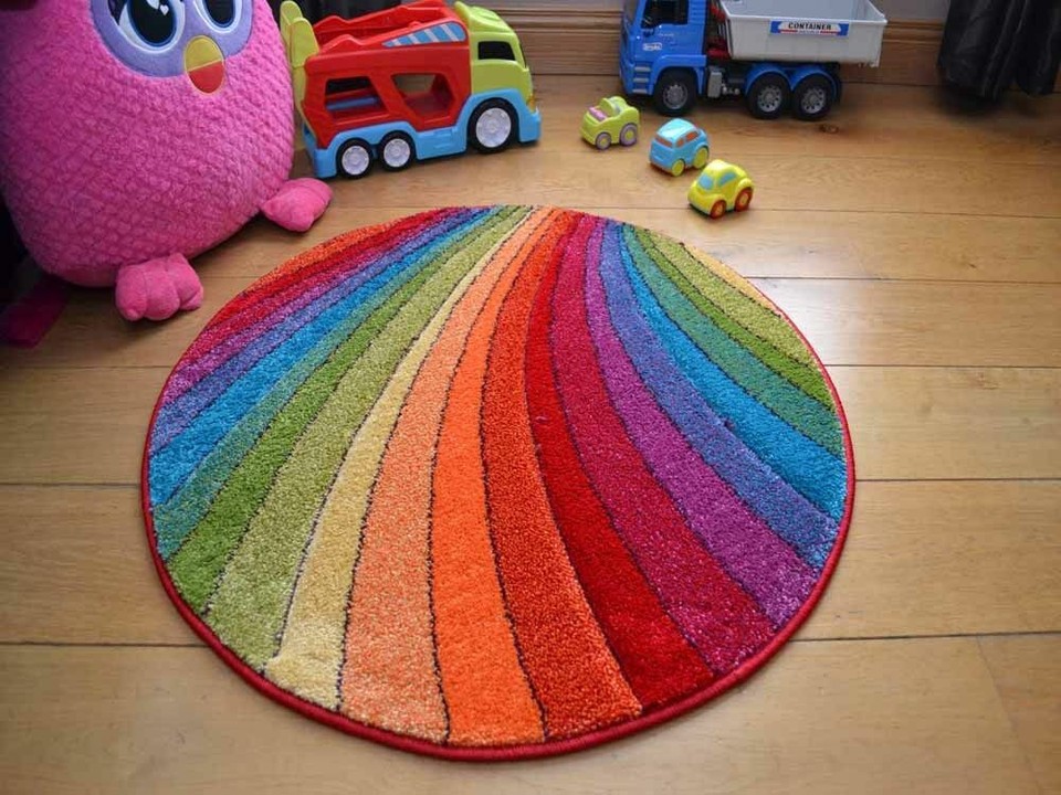 Rainbow Rug Runner Multi Colour Bright Vibrant Hand Carved 3D Effect ...