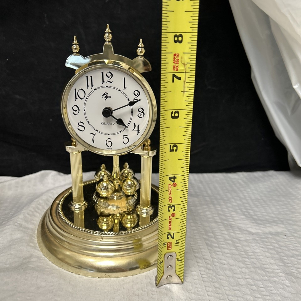 Vintage ELGIN Glass Dome Quartz Anniversary Clock with Rotating ...