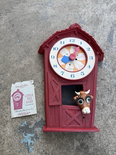 Vintage Wee Winkie Clock By Westclox Red Barn Cow Clock Little Red Rare ...
