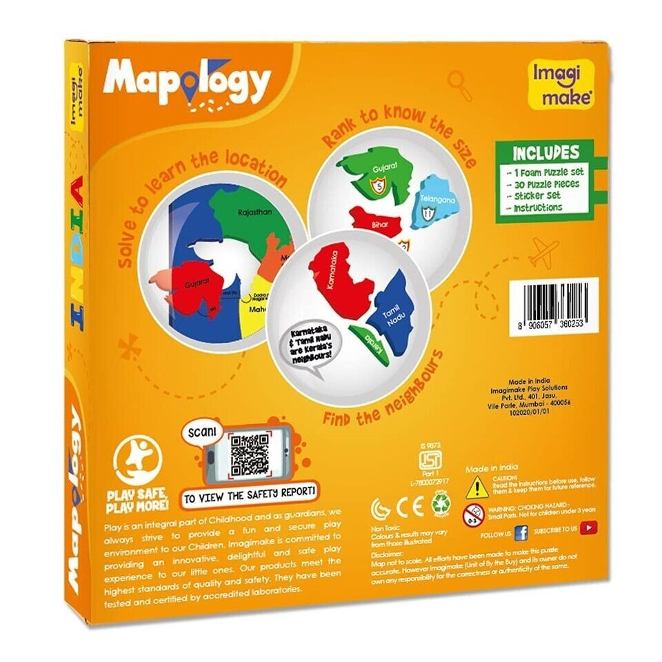 Mapology India Map Puzzles Geography for Kids Educational Toys Puzzles ...