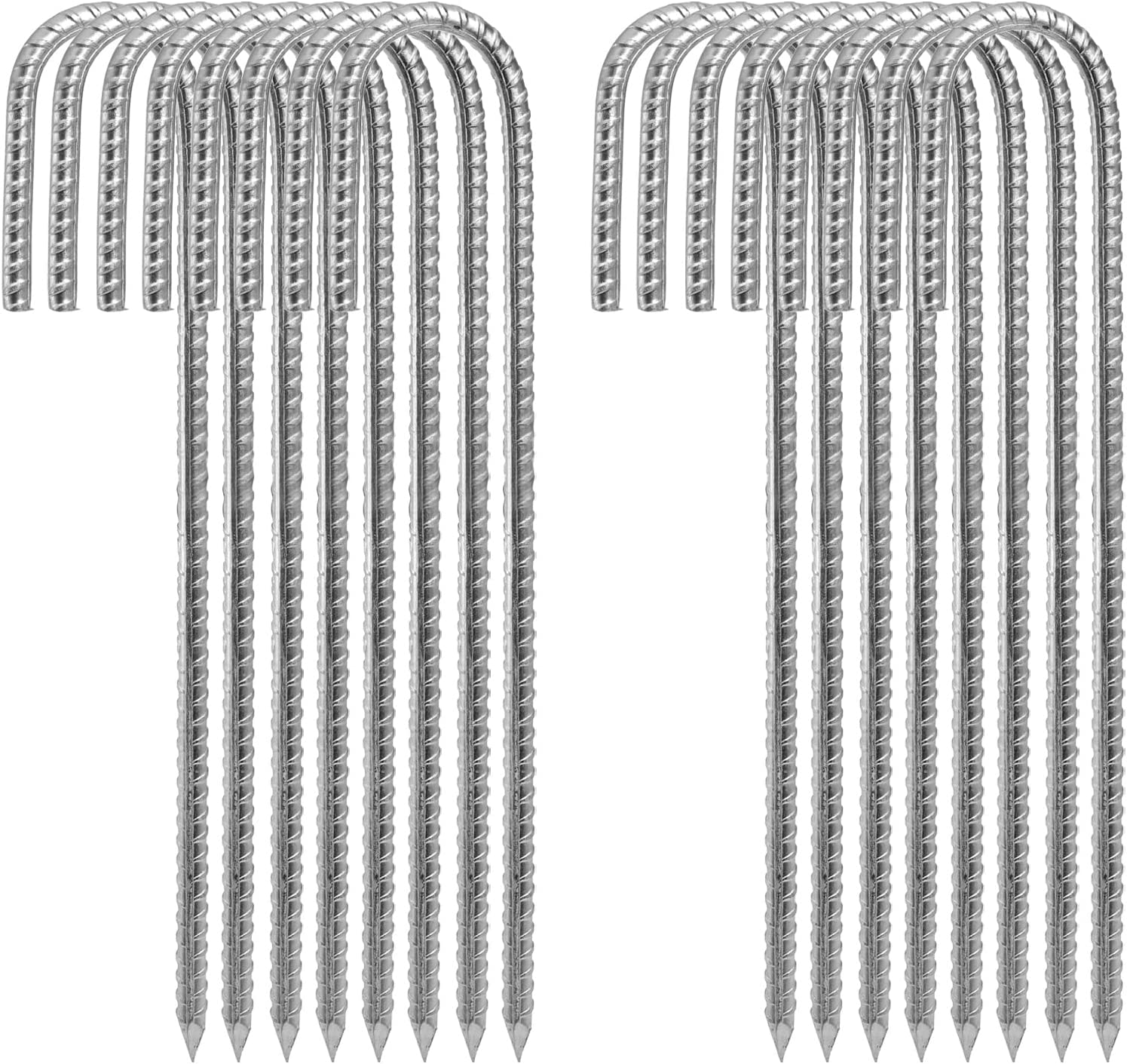 16 Pack Rebar Tent Stakes Heavy Duty 12 Inch Ground Anchors J Hook ...