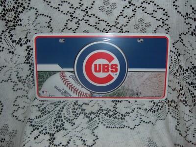 CHICAGO CUBS METAL LICENSE PLATE RED WHITE AND BLUE NEW 6" X 12" MLB | eBay