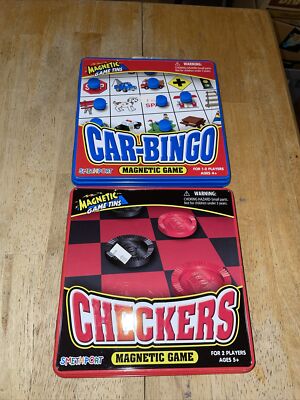 2 Magnetic Game Tins Car-Bingo & Checkers New | eBay
