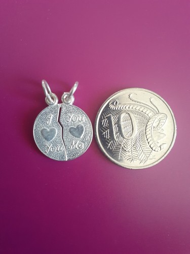 Original Vintage 925 Silver I ♡ You You ♡ Me Split Apart Pendant Womens ...