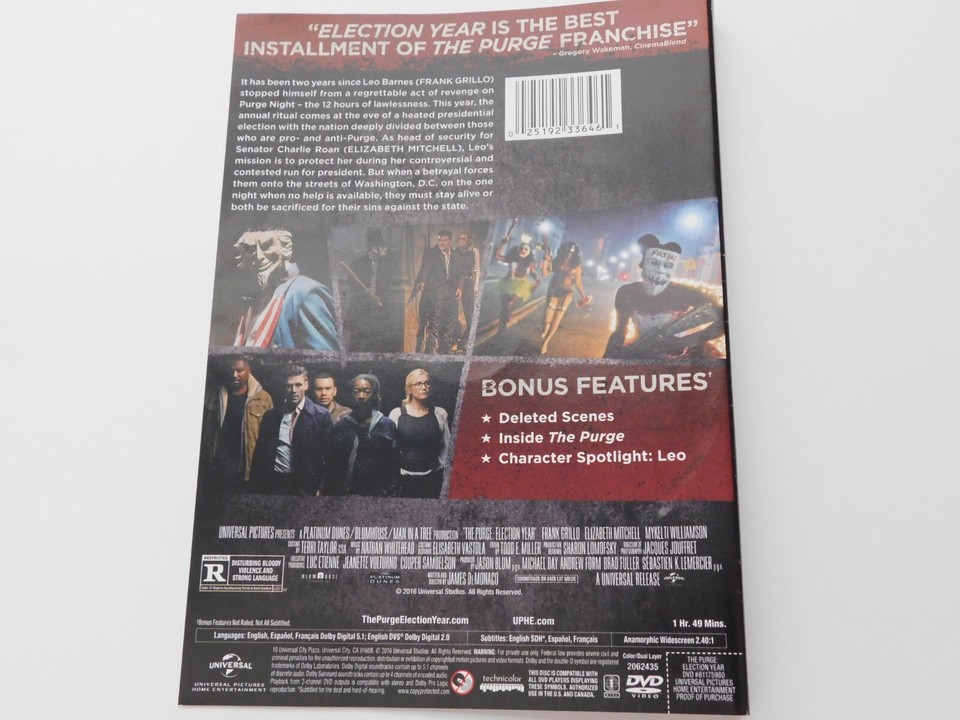 The Purge: Election Year - DVD & Cover Art, "No Case" Ships Free. | eBay