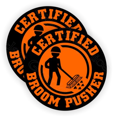 Pair Funny Broom Pusher Hard Hat Stickers | Helmet Decals Sweeper ...