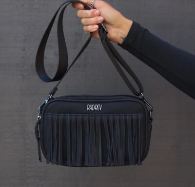 Rad Rev Fringe Sling Matte Black Crossbody Zip Bag New | eBay