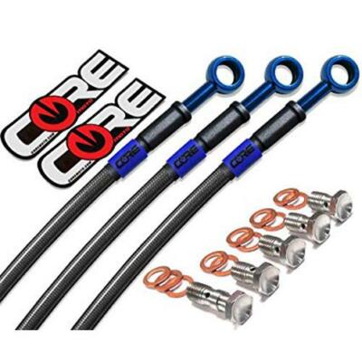 Yamaha FZ07 MT07 (Non-ABS) Brake Lines 2014-2017 Front Rear Carbon Blue ...