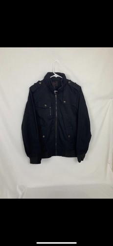 Dark Blue Zip up Jacket with plaid lining / pockets Size XS NO HOOD | eBay