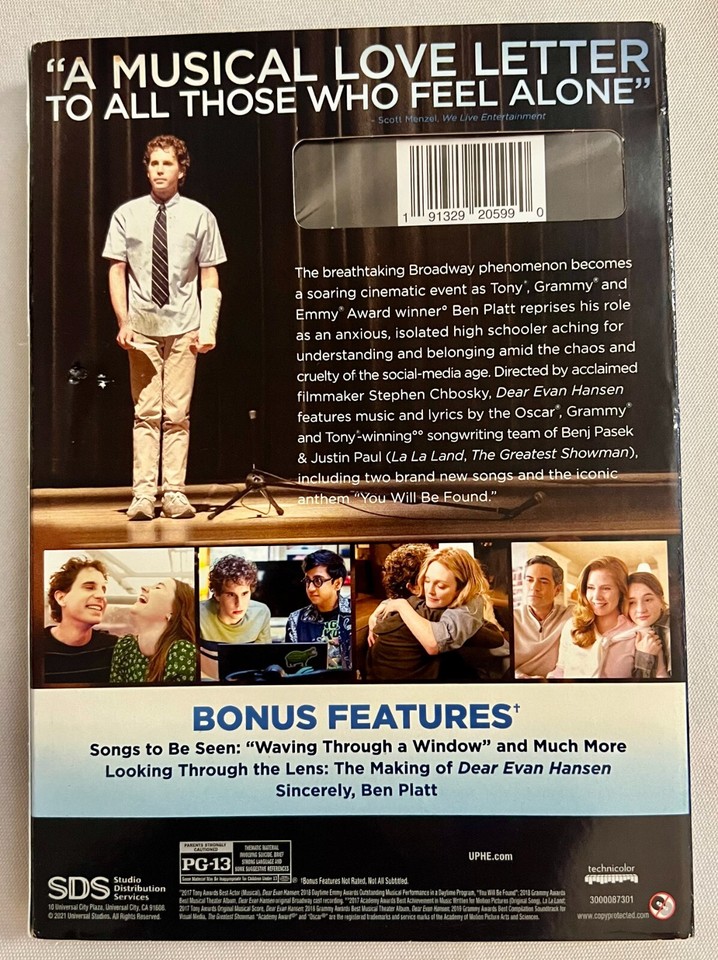 Dear Evan Hansen DVD Ben Platt New/Sealed w/Slipcase 191329205990 | eBay