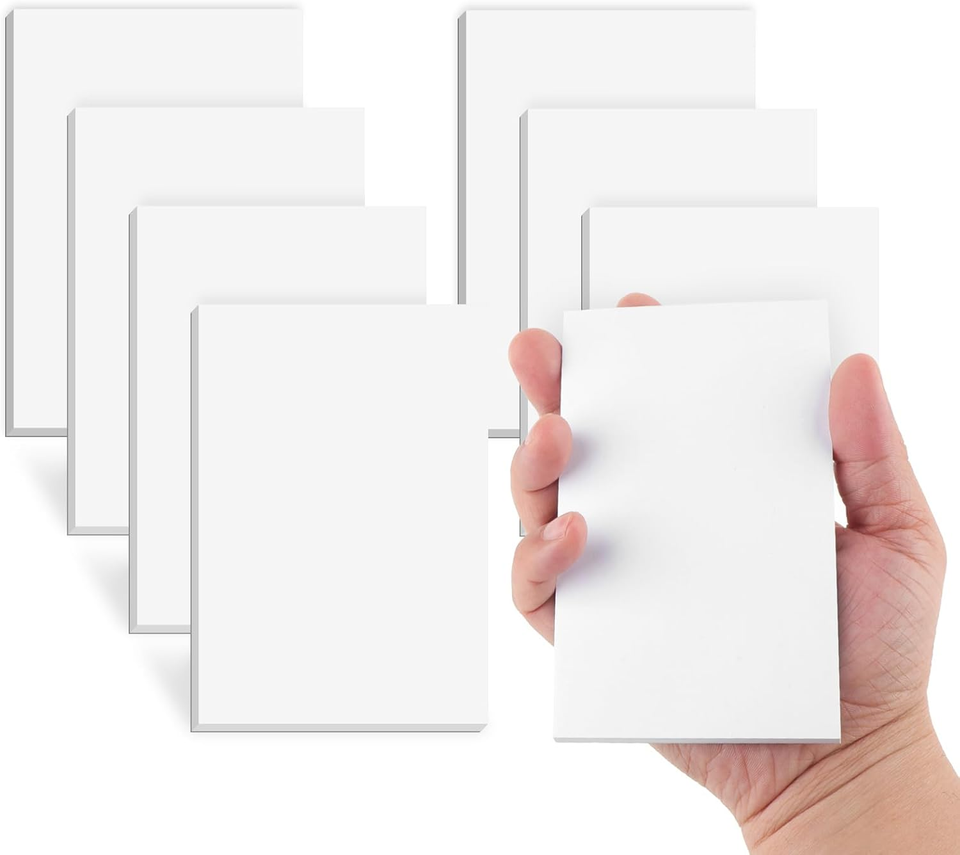 Note Pads 3x5 In, 8 Pack Blank Notepad, White Scratch Pads for Writing ...