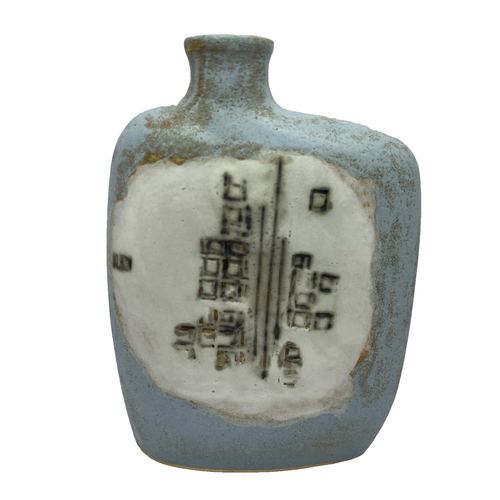 Studio Pottery Flask Vase Stone Ware H Pottery Makers Mark on Bottom ...