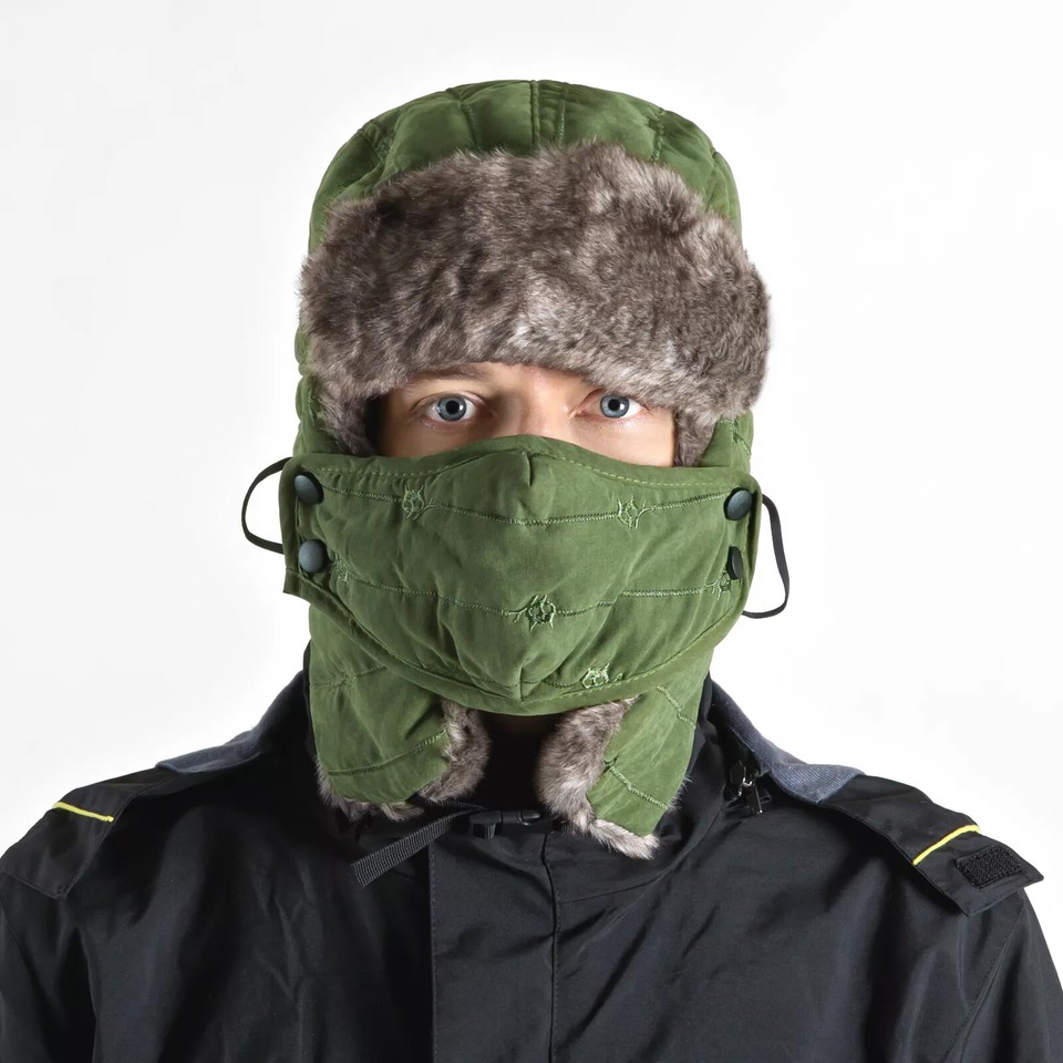 Winter Thermal Fur Lined Aviator Hat with Ear Flap Full Face Cover for ...