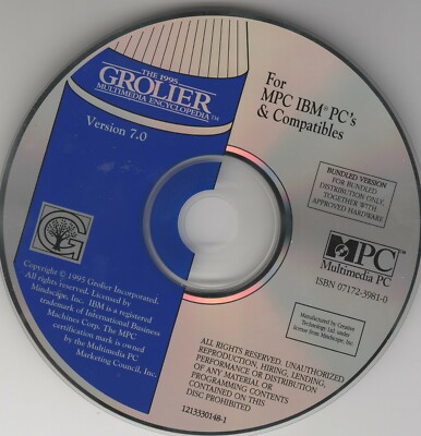 The 1995 Grolier Multimedia Encyclopedia ~ Version 7.0 ~ 1995 ~ CD-ROM ...