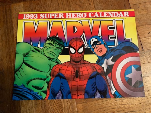 RARE 1993 MARVEL SUPER HERO Calendar Hulk, Spiderman, Captain America ...