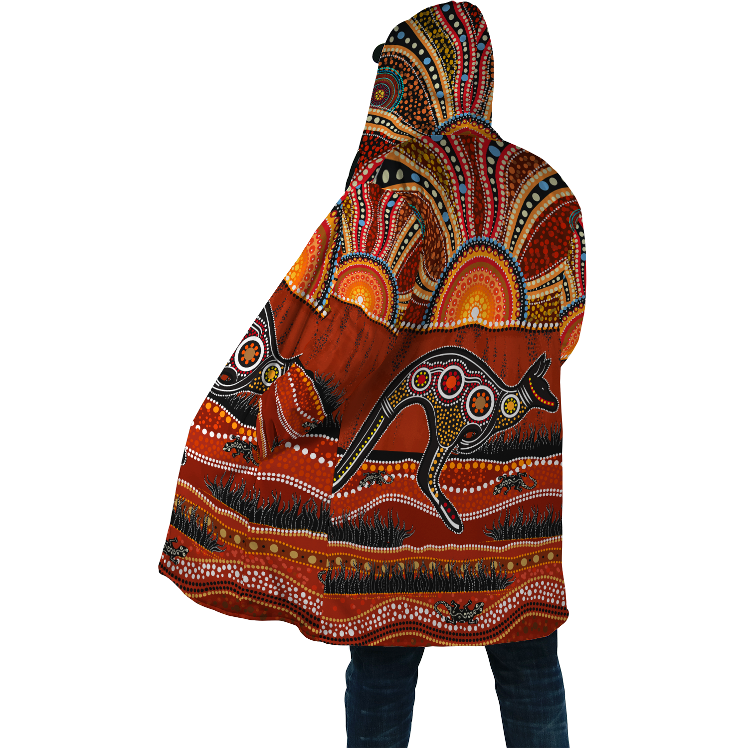 Sherpa Lined Aboriginal Indigenous Art 3D Printed Jacket Hooded Cloak ...