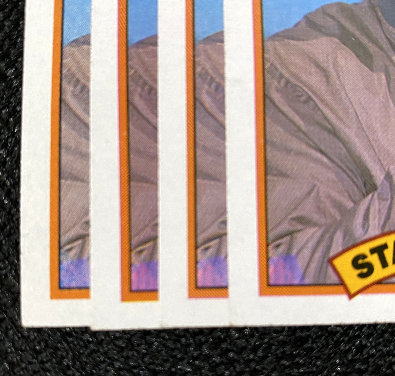 1989 TOPPS STAN JEFFERSON 4 CARD ERROR LOT PINK PURBLE PRINT IN CORNER ...