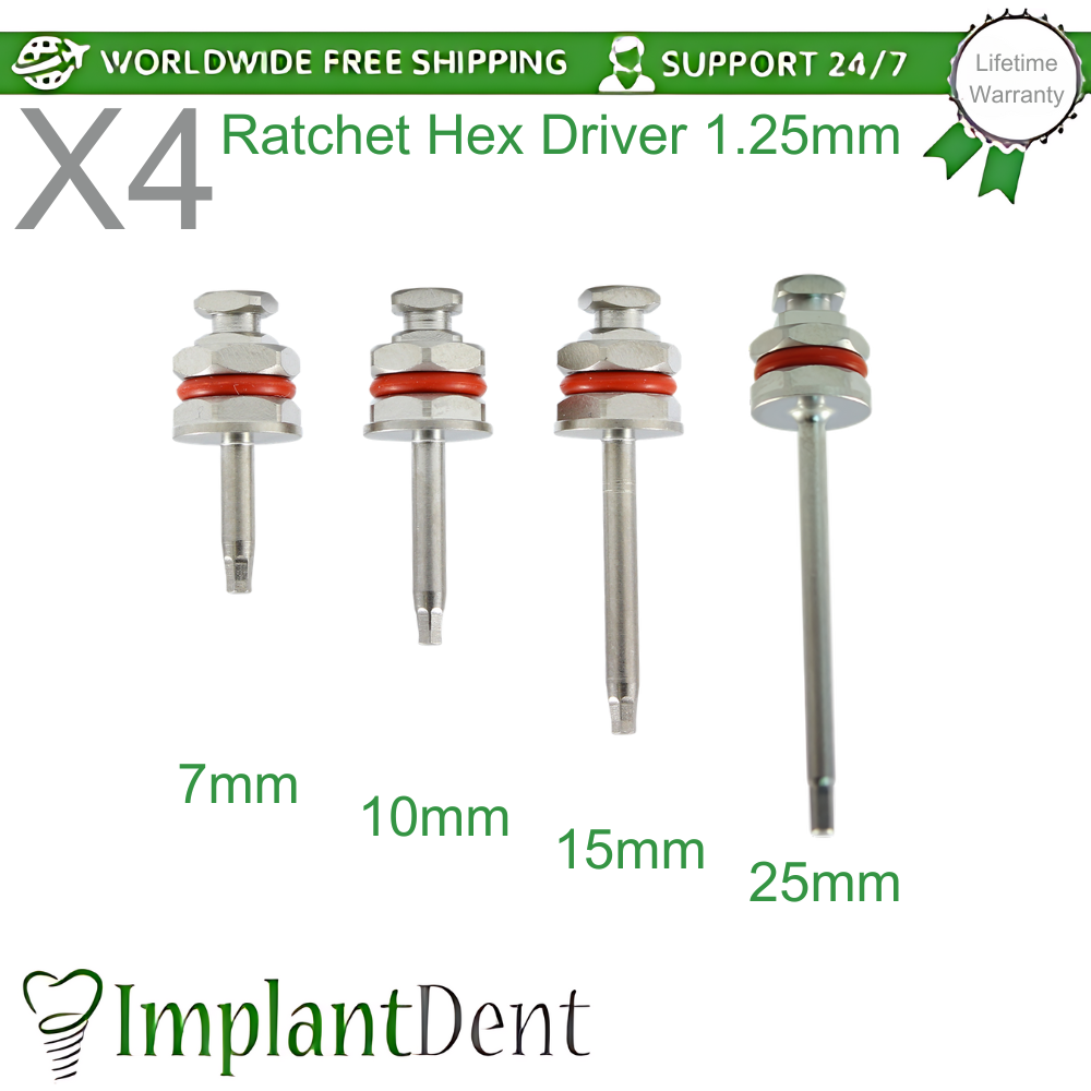 4x Ratchet Hex Driver 1.25mm Dental Tool Instrument Prosthetic Fixation ...