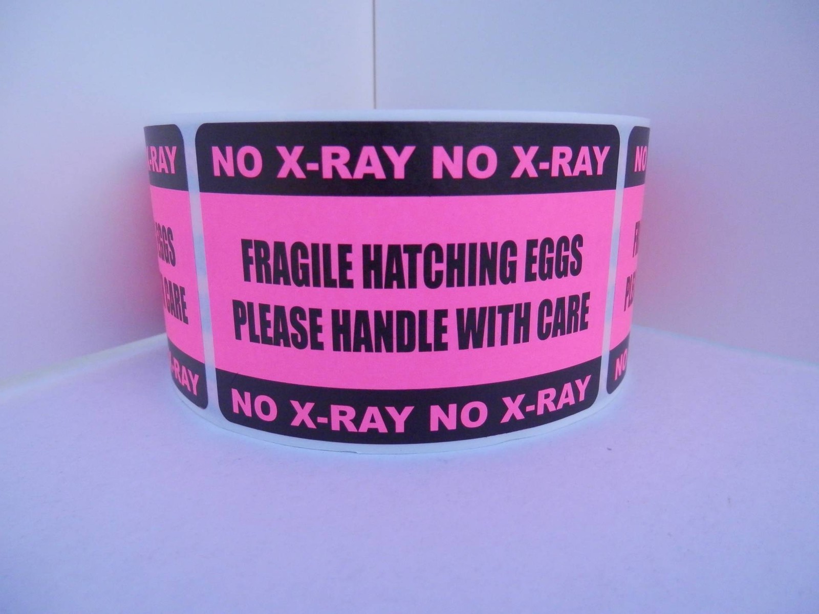 250 Sticker Label FRAGILE HATCHING EGGS HANDLE/CARE NO X-RAY 2x3 fluor ...