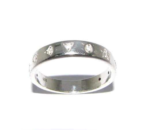 Unisex/Women's/Gent's silver & diamond wedding band ring size V | eBay