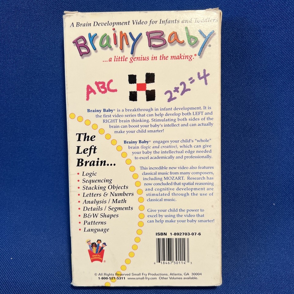 RARE Brainy Baby - Left Brain VHS Tape Vol. Two Small Fry Productions ...