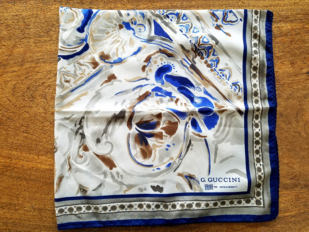 G Guccini Per Manlio Bonetti Scarf, Abstract, Hand Rolled Edges, 30" X ...