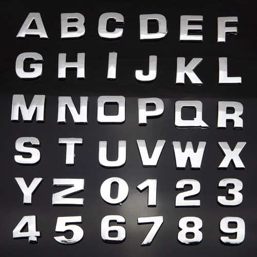 Chrome 3D DIY Metal Letter Number Home Car Motorcycle Badge Sticker ...