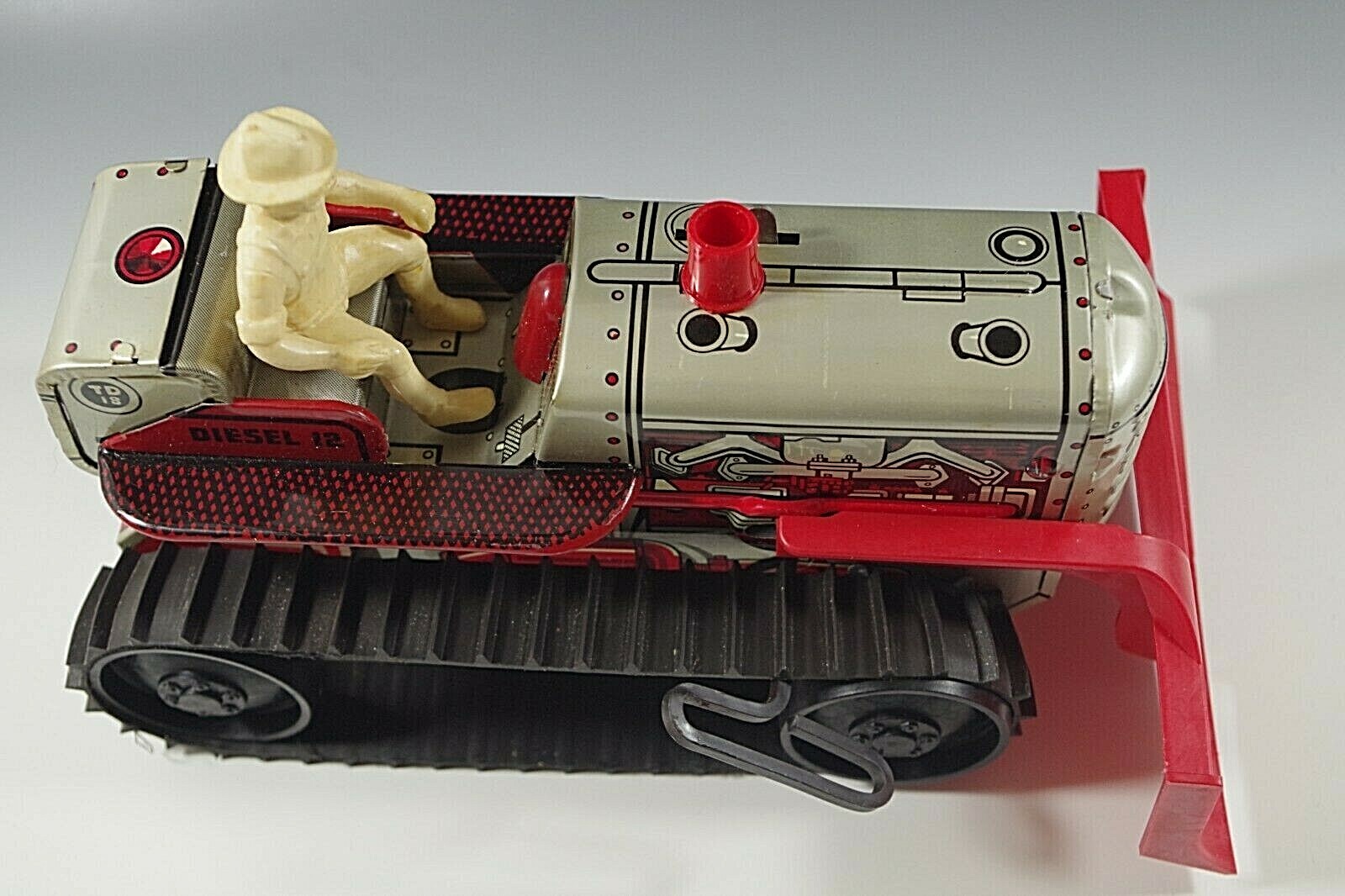 MARX 1950s CLIMBING TRACTOR SPARKLING TRACTOR BLADE HIGHBOY WINDUP TOY ...