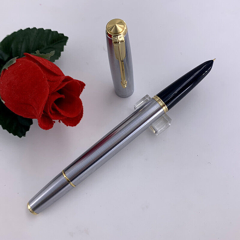 WS 601 Metal Steel Fountain Pen F 0.5/EF 0.38 14K Gold Nib Piston Ink ...