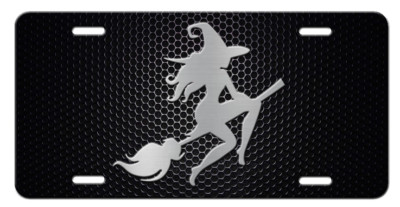 Sexy Hot Witch on a Broom Vanity Aluminum License Plate Tag New Silver ...