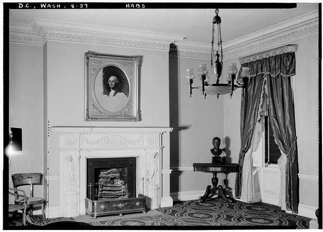 Photo:Washington DC Octagon House 1936 Drawing Room Interior Fireplace ...