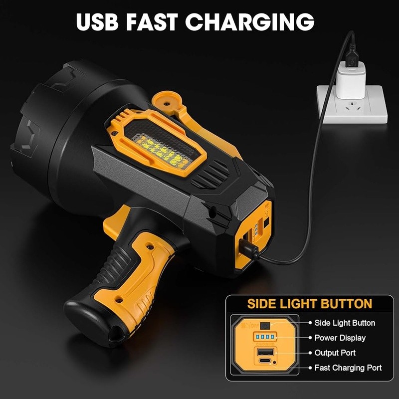Rechargeable Spotlight 99000 Lumens Waterproof LED 5000ft Long Range ...